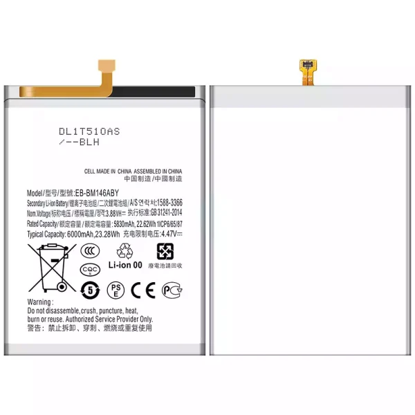 手機電池 EB-BM146ABY 適用於 Samsung Galaxy F54/M54 5G/M34 5G/F14 5G/F34 5G ...